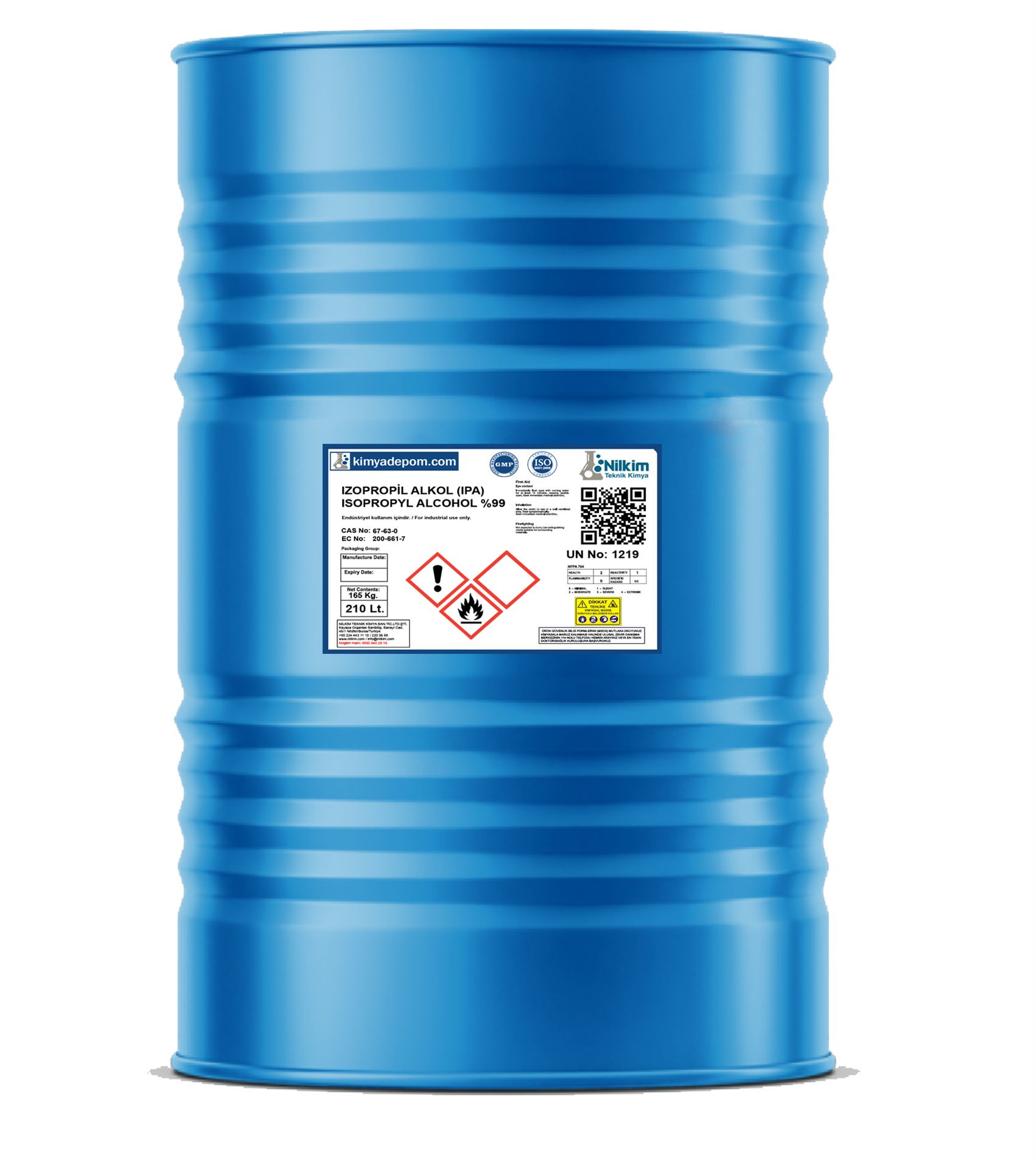 Kimya Depom - İzopropil Alkol (Isopropyl Alcohol) (IPA) 20 Lt. Bidon